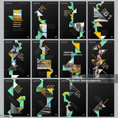 검은 배경에 다채로운 삼각형 종이 접기 종이 요소와 창조적 인 브로셔 템플릿 전단지 전단지 브로셔 보고서 프리젠 테이션 광고 잡지에 대한 디자인 템플릿을 다룹니다 0명에