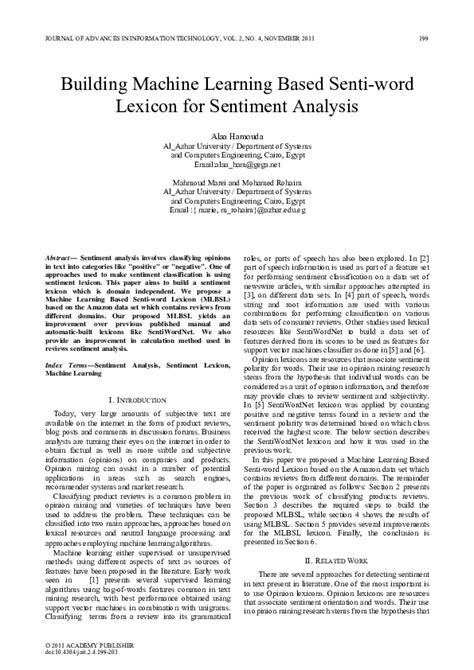 Pdf Building Machine Learning Based Senti Word Lexicon For Sentiment