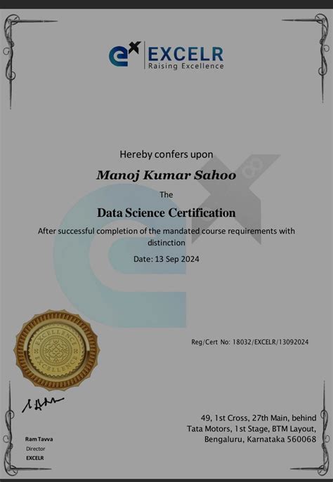 Manoj Kumar Sahoo On Linkedin Excelr Datascience