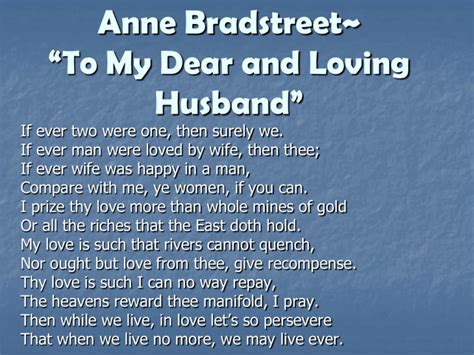 Anne Bradstreet Poem And Inversion Lesson