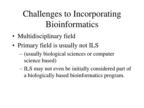 Ppt Integrating Bioinformatics Into Information And Library Science