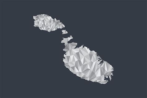 화이트 색상 기하학적 도형이 나 검은 배경 그림에 삼각형의 낮은 폴 리 몰타 지도 벡터 0명에 대한 스톡 벡터 아트 및 기타 이미지 0명 개념 개념과 주제 Istock