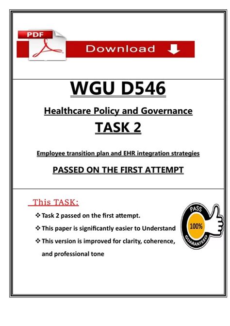 D546 Task 2 Passed First Attempt Healthcare Policy And Governance