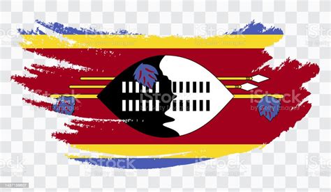 Swaziland 국기가 있는 그런지 브러시 스트로크 수채화 그림 깃발 포스터 국기의 배너 스타일 수채화 그리기 투명한 배경에 격리된 벡터입니다 가리기에 대한 스톡 벡터