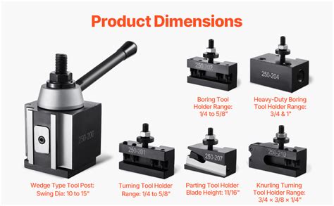 Quick Change Tool Post Set 6 Pcs Lathe Tool Holders for 10"-15" Mini Lathe Swing | VEVOR US