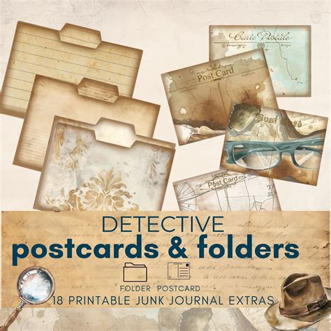 Junk Journal Kit Detective Journal Postcards And Folders Detective