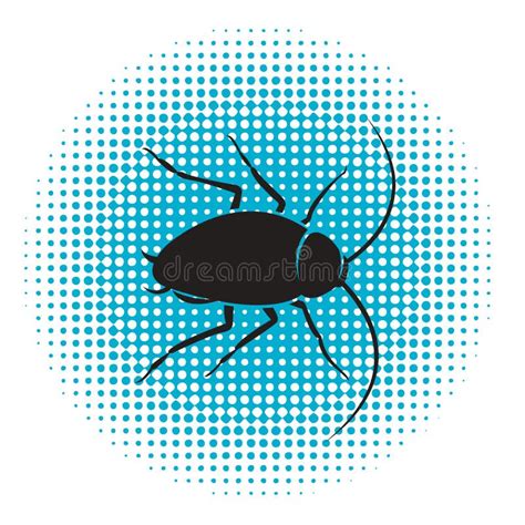Silhouette Cockroach Over Blue Dot Pattern Stock Vector Illustration