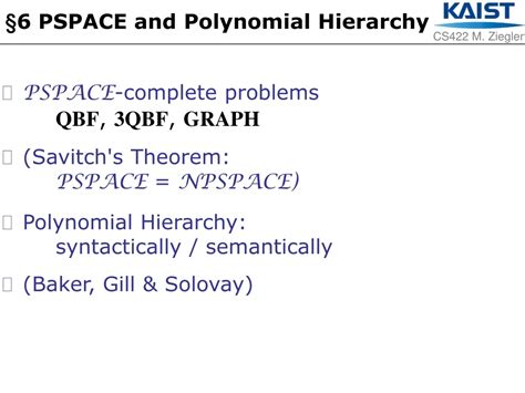 Ppt §6 Pspace And Polynomial Hierarchy Powerpoint Presentation Free
