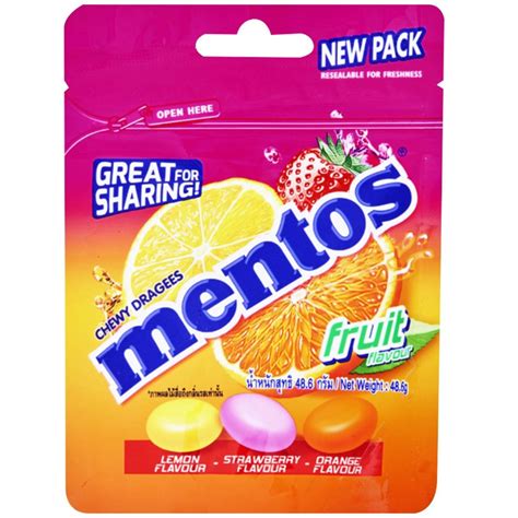 Mentos Assorted Fruit Flavoured Candy Bag 48 6g Order Online Tops