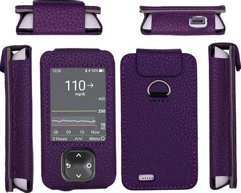 Snk Dexcom G7 G6 Receiver Fitted Leather Case W Screen Protector And Lanyard Purple