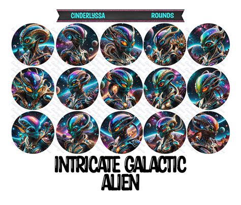 2 Inch Round Intricate Galactic Alien Cardstock Only For Freshies Car Cinderlyssa