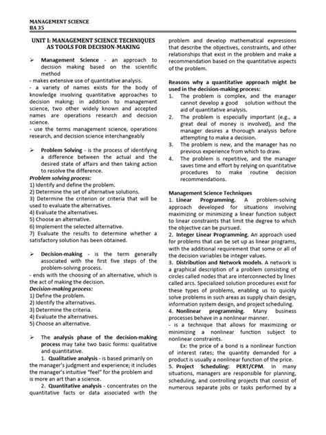 Management Science Notes Pdf