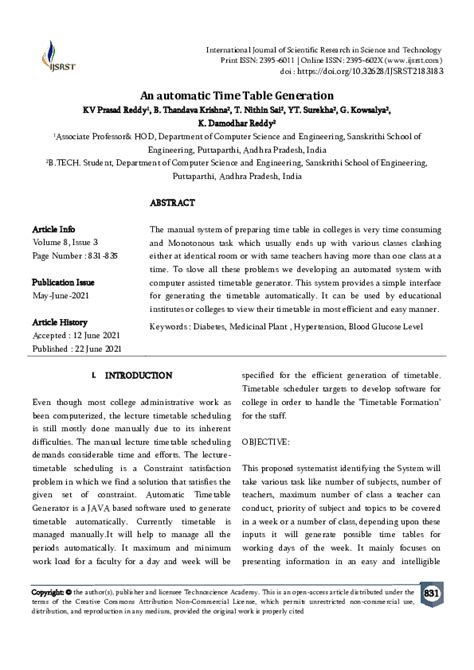 Pdf An Automatic Time Table Generation