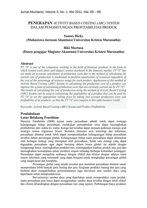 Solution Penerapan Activity Based Costing Abc System Dalam Penghitungan Profitabilitas Produk