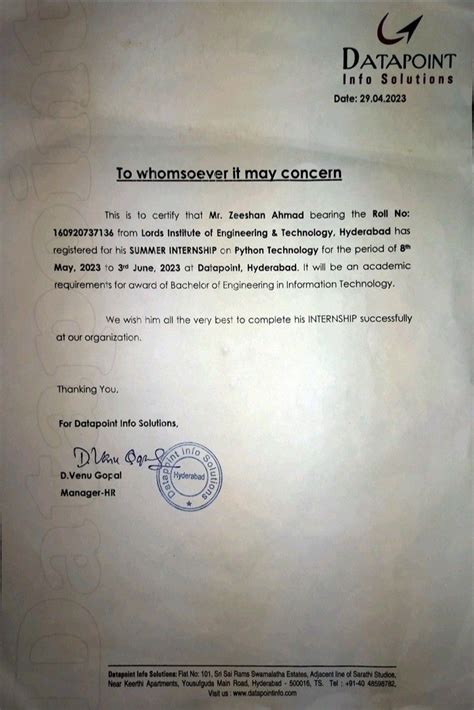 Zeeshan Ahmad On Linkedin Intern Python