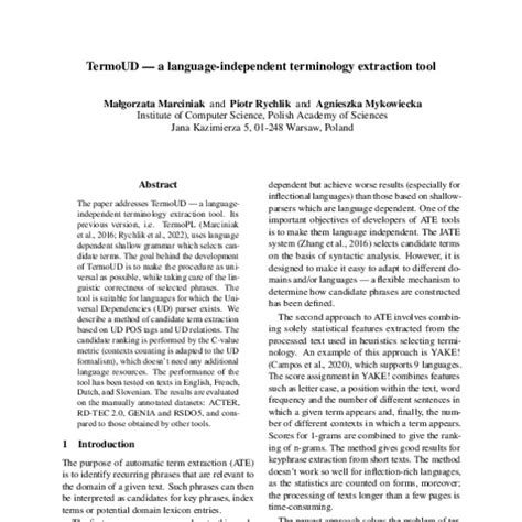 Termoud A Language Independent Terminology Extraction Tool Acl