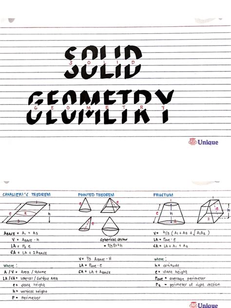 Solid Geometry Formulas Pdf