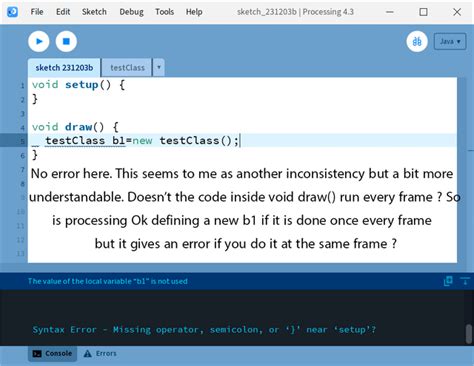 Processing Does Not Allow Duplicate Variable Definitions But Allows It