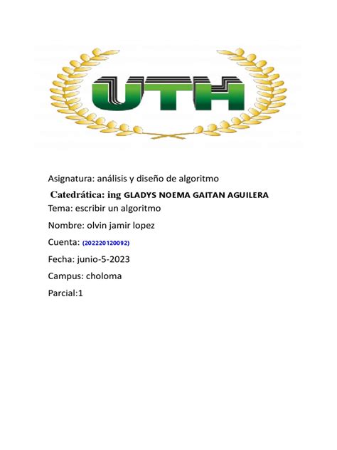 Algoritmos 1 Tarea Pdf