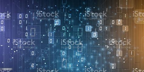 Bytes Of Binary Code Run Through Network Abstract Futuristic Technology Syberspace Stock
