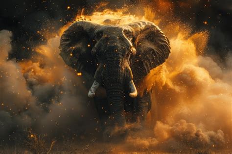Premium Photo Illustration Of An Elephant With An Ethereal Outline