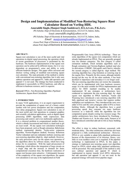 Design And Implementation Of Modified Non