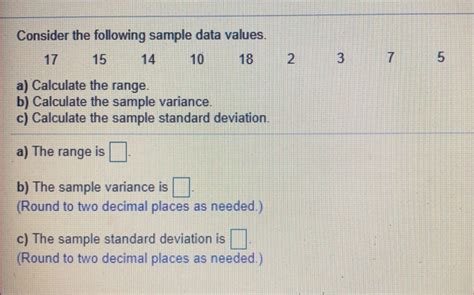 solved consider the following sample data values 7 5 10 3