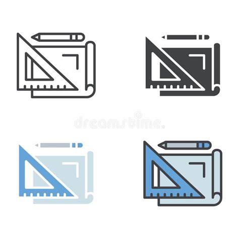 Ruler Canvas Paper And Pencil Architecture Icon Stock Vector Illustration Of Design Color