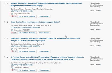 Web Of Science 핵심 컬렉션 이른 액세스 논문