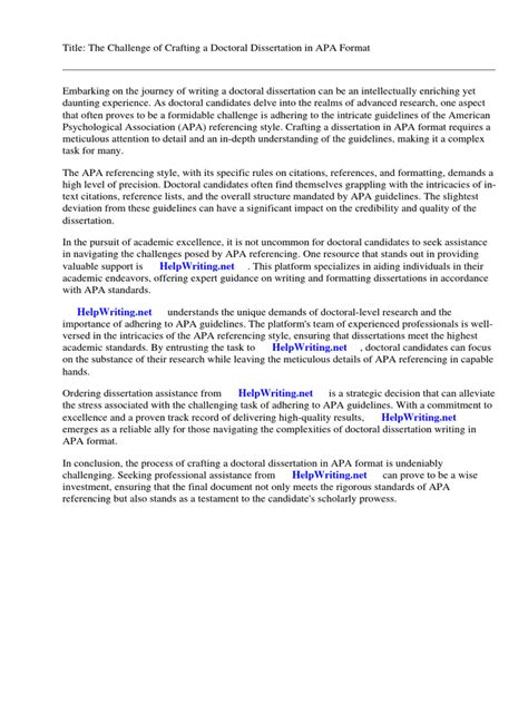 Doctoral Dissertation Apa Reference Pdf Thesis Apa Style