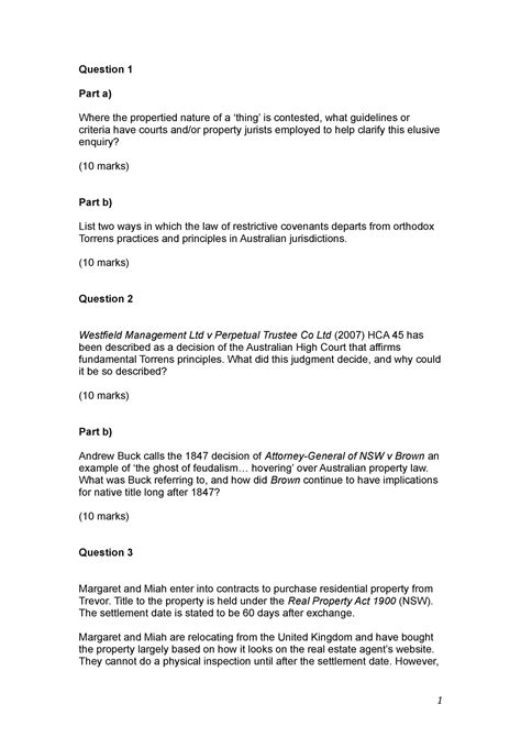 2018 Property Law Exam Question 1 Part A Where The Propertied Nature Of A Thing Is
