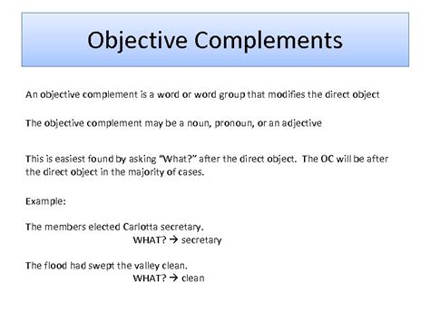 complements direct objects indirect objects predicate nominative predicate