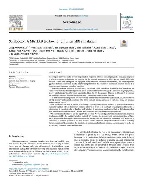 PDF SpinDoctor A MATLAB Toolbox For Diffusion MRI Simulation DOKUMEN TIPS