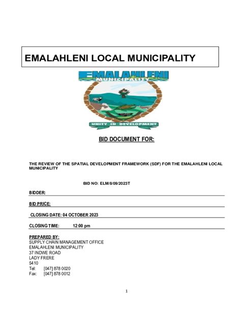 Fillable Online The Review Of The Spatial Development Framework Sdf For The Emalahleni Local