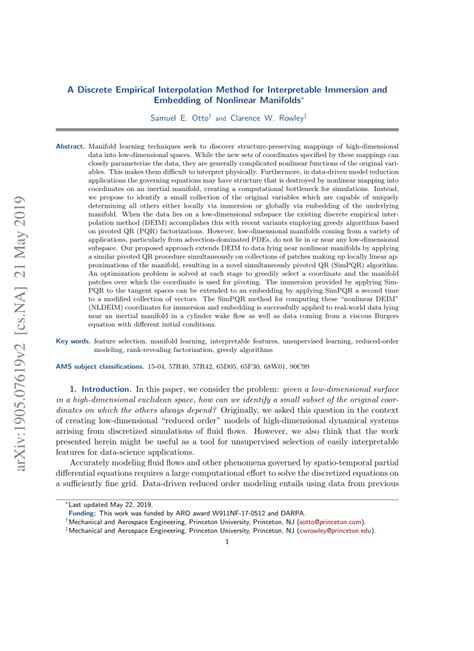 Pdf A Discrete Empirical Interpolation Method For Interpretable