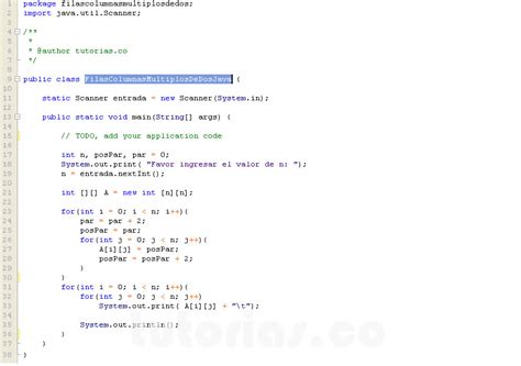 arrays java filas columnas multiplos de dos