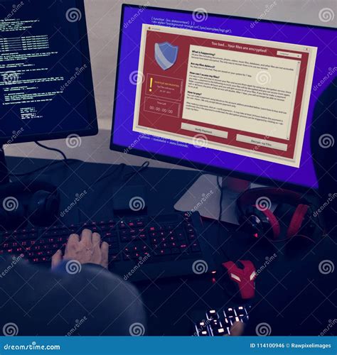 Computer Monitor Showing Virus Detection Popup Stock Photo Image Of Programming Virus
