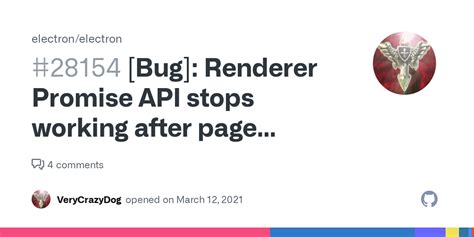 [bug] renderer promise api stops working after page reload when