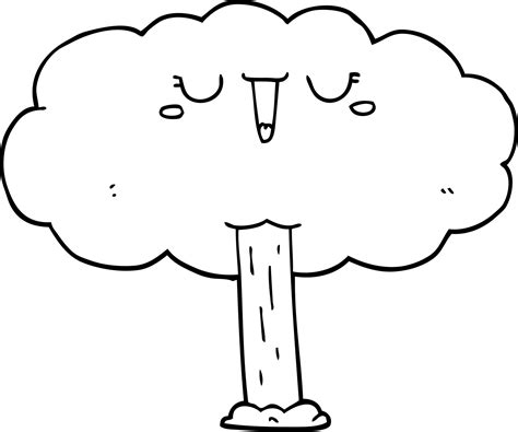 Line Drawing Cartoon Tree Vector Art At Vecteezy