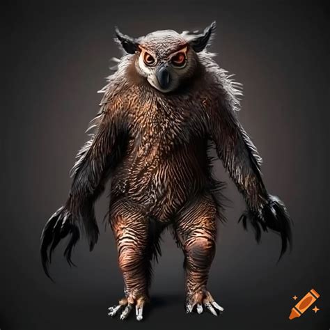Massive Feather Covered Black Owlbear Standing On Craiyon