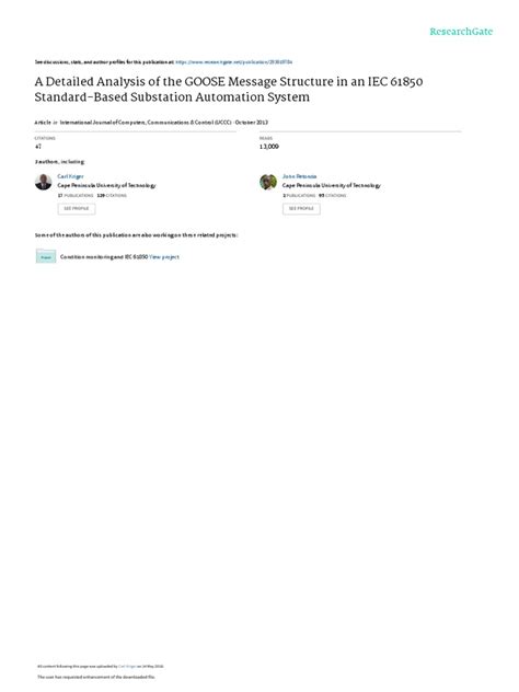 A Detailed Analysis Of The Goose Message Structure In An Iec 61850 Standard Based Substation