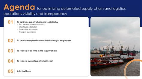 Agenda For Optimizing Automated Supply Chain And Logistics Operations Visibility And