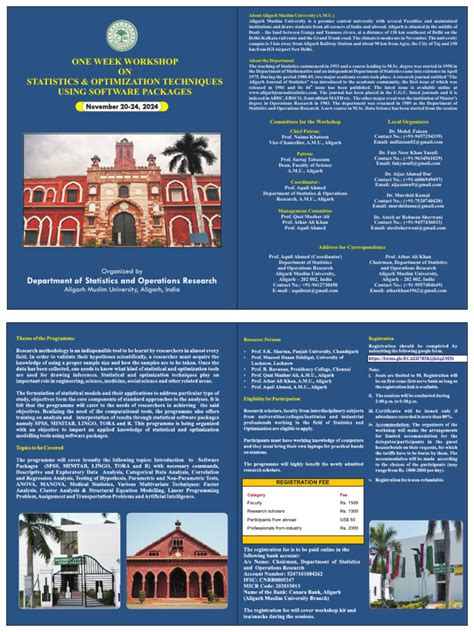 Amu Workshop On Statistics And Optimization Pdf Methodology Scientific Method