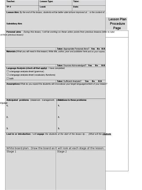 Lesson Plan Procedure Time Intera Ct Stage Aim Procedure Pdf
