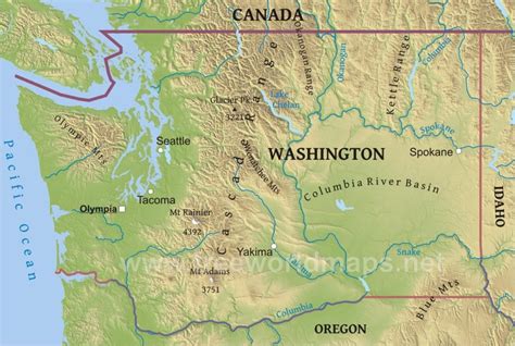 Cascade Range Physical Map Cascade Range Physical Map
