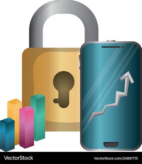 Smartphone With Padlock Secure Royalty Free Vector Image