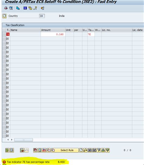 Tax Indicator 01 Has Percentage Rate 7016 Message Sap Community