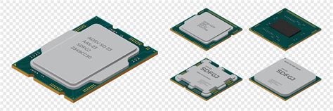 Set Of Isometric Processor Central Processing Unit Or Cpu Computer Hardware Components