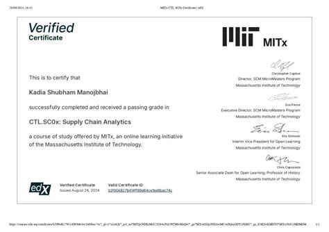Shubham Kadia On Linkedin Supplychainanalytics Mitx Edx