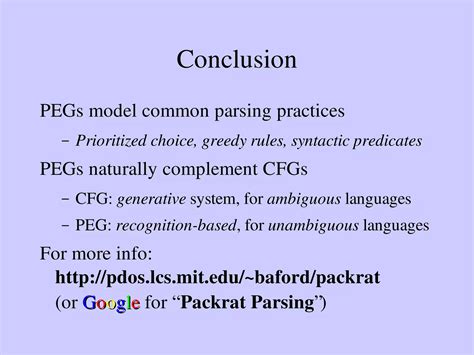 Parsing Expression Grammars Ppt